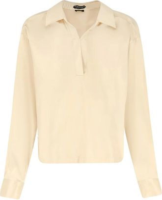 Tom Ford Femme, Blouses et Chemises, Jaune, Taille: 36 FR Polo en satin de soie stretch