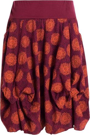 vishes knielanger Ballon-Rock mit Bl&uuml;tenmuster in Dunkelrot | Gr&ouml;&szlig;e XL (42) | Handgefertigt aus 100% Baumwolle | Ideal f&uuml;r jeden Anlass | Nachhaltige Alterna