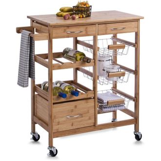 ZELLER Chariot de cuisine, meuble mobile - bambou Zeller