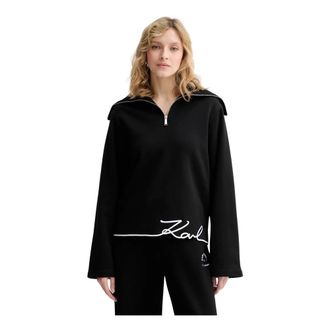 Karl Lagerfeld SweaT-shirt &agrave; col zipp&eacute; - Femme - Sweatshirts et sweats &agrave; capuche - Noir - Taille: 38 FR