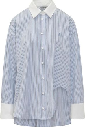 The Attico Femme, Blouses et Chemises, Bleu, Taille: 36 FR Chemise Asym&eacute;trique Ray&eacute;e