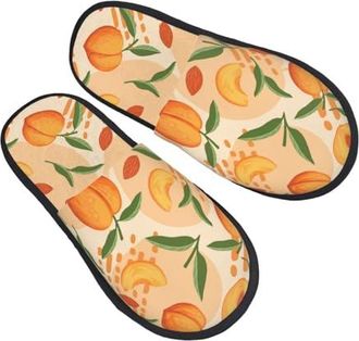 Generic Pantoufles En Coton Pêches Jaunes Noyaux De Pêches Doux Slippers Confortable Pantoufles Pour Chambre DIntérieur De Camping M