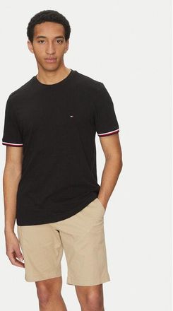 Tommy Hilfiger T-Shirt Global Stripe MW0MW38630 Schwarz Regular Fit