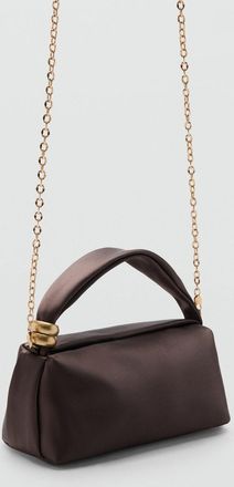 Mango Sac &agrave; main d&eacute;tail m&eacute;tallique chocolat - Femme - Taille unique - MANGO