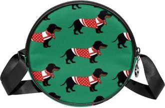 Generic Petit sac &agrave; bandouli&egrave;re circulaire pour femme, chien, sac &agrave; bandouli&egrave;re avec fermeture &eacute;clair, bretelles r&eacute;glables, sac &agrave; main rond d&eacute;contract&eacute; pour f