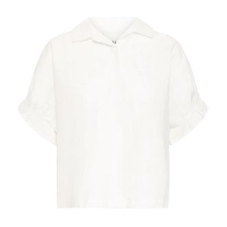 Ichi Cloud Dancer Feminines Shirt mit Puff&auml;rmeln - - Blouses & Shirts - Damen - Wei&szlig; - M