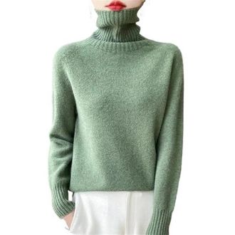 Generic Pull en laine mérinos pour femme - Couleur unie - Manches longues - Chaud - Col haut, 7, L