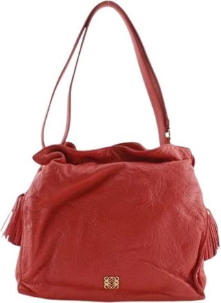 Loewe Sac bandouli&egrave;re en cuir gaufr&eacute; Flamenco Pre-owned - Femme - Pre-owned - Rouge - Taille: ONE Size