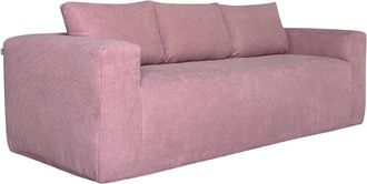 Oviala Canapé 3 places en tissu côtelé avec coussins rose