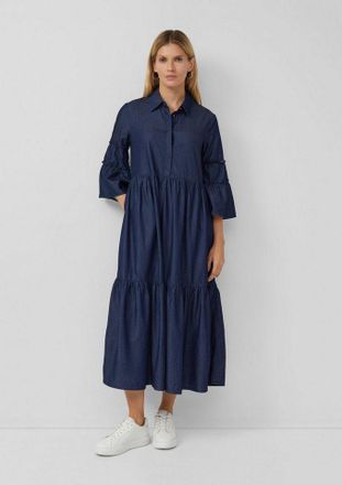s.Oliver Midikleid Kleid Hemdblusenkleid mit verspielten Volumen-Details