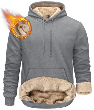 KEFITEVD Herren Sweatshirts Sherpa Pullover Kapuzenpullover Schwere Kapuzenpullover f&uuml;r M&auml;nner Dicker Fleece Pullover Winter Warme Kapuzenpullove