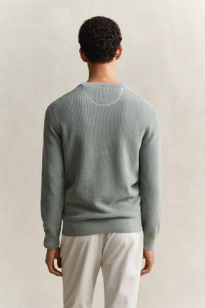 GANT Strickpullover MICRO TEXTURED COTTON C-NECK Regular fit mit Rundhalsausschnitt