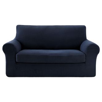 Deconovo Sofabezug Stretch Sofa Bez&uuml;ge Sofa &Uuml;berzug Jacquard Couch&uuml;berwurf Wohnzimmer, 2-Sitzer(145-175cm), Dunkelblau