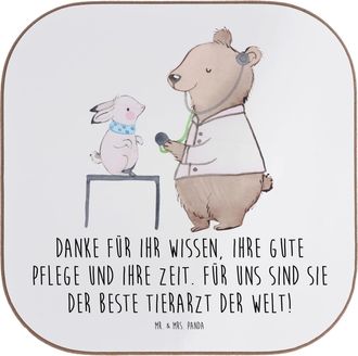 Mr. & Mrs. Panda Tischuntersetzer Bester Tierarzt - Geschenk, Aufmerksamkeit, Untersetzer f&uuml;r Gl&auml;ser, Danke Sagen, Design, Tasse, Dankesch&ouml;n, Bedanken, pelzige Freunde