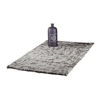 Relaxdays Hochflor Teppich Shaggy, Dielenläufer für Flur, gemusterter Wohnzimmerteppich klein rechteckig, 70x140cm, grau