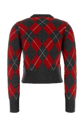 Ami Argyle Virgin Wool Cardigan - Red