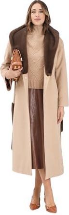 Yes London Manteau beige pour femme avec d&eacute;tails en fourrure v&eacute;ritable 42, beige, 38