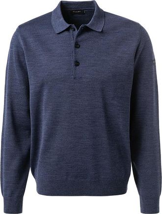 Maerz MAERZ Muenchen Herren Polo-Shirt blau Merinowolle