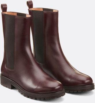 La Redoute Collections Boots Chelsea À Semelle Crantée En Cuir Lisse