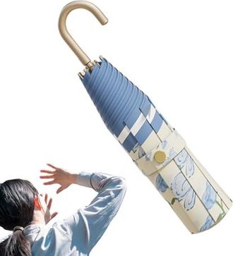 Generic Parapluie de voyage | Parapluie UV pour protection solaire | Auvent pliable compact avec poign&eacute;e en J pour la pluie, les voyages quotidiens, la marche