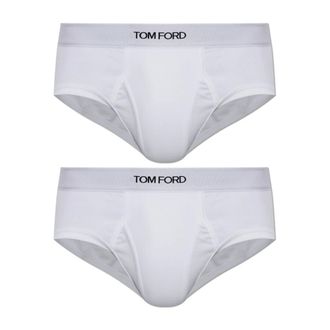 Tom Ford Homme, Sous-v&ecirc;tements, Blanc, Taille: M Lot de deux slips en coton avec logo