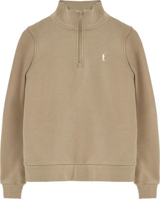 Polo Club Sweatshirt hellbraun mit halbem Rei&szlig;verschluss und Rigby Go-Logo