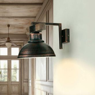 Licht-Erlebnisse Licht-erlebnisse - Applique dint&eacute;rieur hakon de couleur cuivre en bois au design &eacute;l&eacute;gant dans le style vintage E27 - Cuivre antique, bois