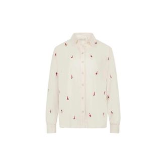 Fab By Fabienne Chapot Bestickte Viskosebluse mit Paprika - - Blouses & Shirts - Damen - Wei&szlig; - XS
