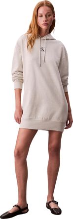 Calvin Klein Damen Hoodie Kleid Premium Terry Lang, Beige (Vanilla Heather), XXL