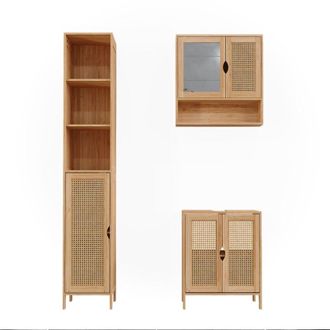 Vicco Ensemble de meubles de salle de bain Liora, Bambou, 3 pi&egrave;ces