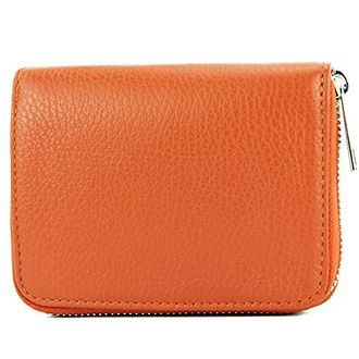 modamoda.de P04 Portefeuille pour femme, en cuir v&eacute;ritable, court, style italien, Orange/rouge, Small