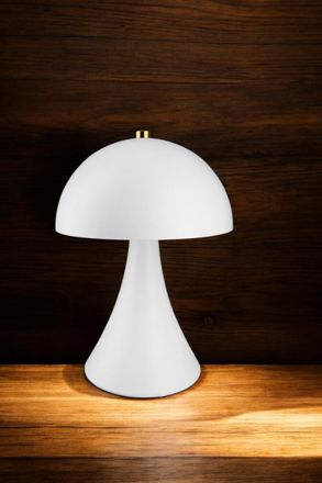 Gilde Deko LED Lampe batteriebetrieben 3 x AA Batterien (nicht enthalten) - leichte Lampe Timerfunktion - kabellos Tischlampe Table Lamp wei&szlig; H&ouml;he 22 cm