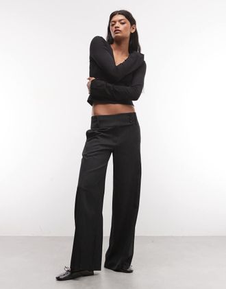Collusion Pantalon large &agrave; taille basse-Noir