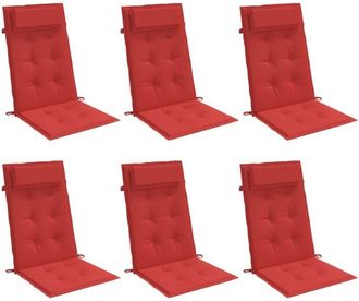 vidaXL Coussins de chaise &agrave; dossier haut lot de 6 rouge tissu oxford