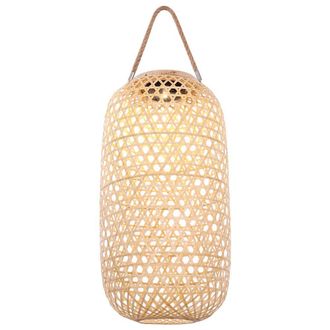 Globo Lighting Solarleuchte Korbgeflecht Stehleuchte Bambus Au&szlig;enlampe Solarlaterne, hinstellen aufh&auml;ngen, LED warmwei&szlig;, DxH 22,5x56,5 cm