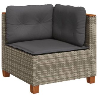 vidaXL Garten-Ecksofa mit Kissen Grau Poly Rattan Vidaxl