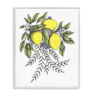 Stupell Industries Lemons & Flowers Vintage-Skizze, gerahmt, Giclée-Kunst, Design von Cecilia Battaini, 35,6 x 28,9 cm, Weiß
