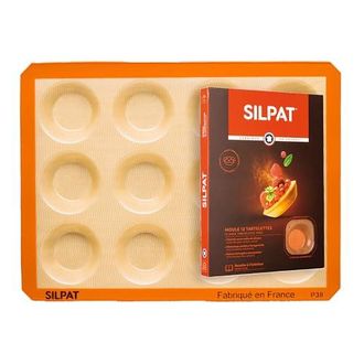 Silpat Moule 12 Tartelettes - Patisserie, Tarte, Quiche, Dessert - Cuisson Maîtrisée, Démoulage Facile - Moule Silicone Antiadhésif - Résistant, Réutilisable