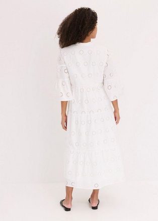 Bonprix Midikleid aus reiner Baumwolle, A-Linien-Passform, 3/4-&Auml;rmel, mit Stehkragen