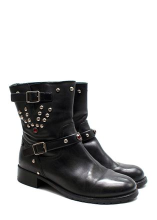 Ralph Lauren Stud Detail Black Ankle Boots Size 41.5