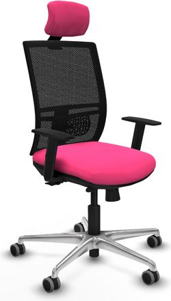 Piqueras y Crespo Computerstuhl Rosa Yunquera mit 1D-Armen, h&ouml;henverstellbare Lendenwirbelst&uuml;tze und h&ouml;henverstellbares Kopfteil, ausgestattet mit Syncro/Traslack. Schw