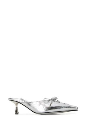 Jimmy Choo London Womens Silver Leather Scarlett Mules Scarpe Con Tacco