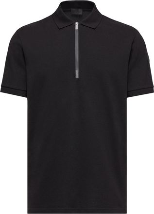 Moncler Moncler Logo Cotton Piquet Half-zip Polo Shirt, Men, Black, Size: 3xl