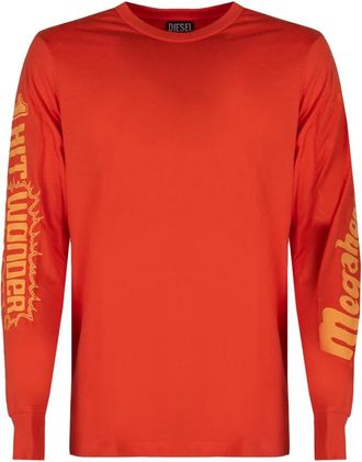 Diesel T-Just-Ls-E6 - Homme - Tops - Orange - Taille: M