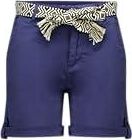 Deeluxe Short Mi-Long Femme Kaija avec Ceinture Ethnique À Motifs, Coupe Décontractée,Poches Italiennes, Bas À Revers, Matière Coton, Couleur Navy, Taille 40