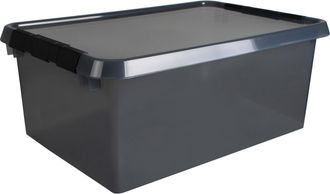Helit Sunware 88002320 - Aufbewahrungsbox the comfort-line 45 L, grau transparent, Ordnungsbox mit Deckel