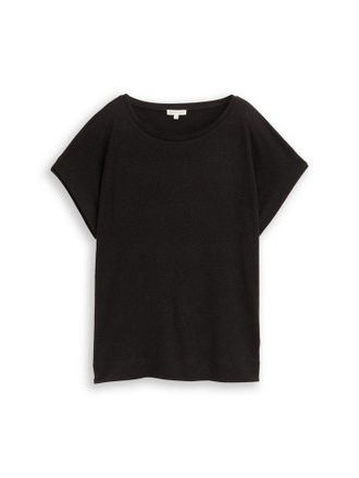 Tom Tailor T-Shirt T-Shirt Loose Fit T-Shirt mit Leinenanteil
