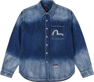 Evisu Homme, Chemises, Bleu, Taille: S Chemise en jean d&eacute;lav&eacute;e coupe d&eacute;contract&eacute;e