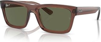 Ray-Ban Warren Bio-based Sonnenbrillen Braun Transparent Fassung Grün Glas Polarisiert 57-20