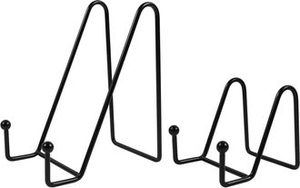 Pretyzoom 2 St&uuml;ck Metall Display Regal Klappbar Fotohalter Tellerhalter B&uuml;cherst&auml;nder Schwarz f&uuml;r Fotos Teller B&uuml;cher Vielseitig Platzsparend Robust Verschlei&szlig;f